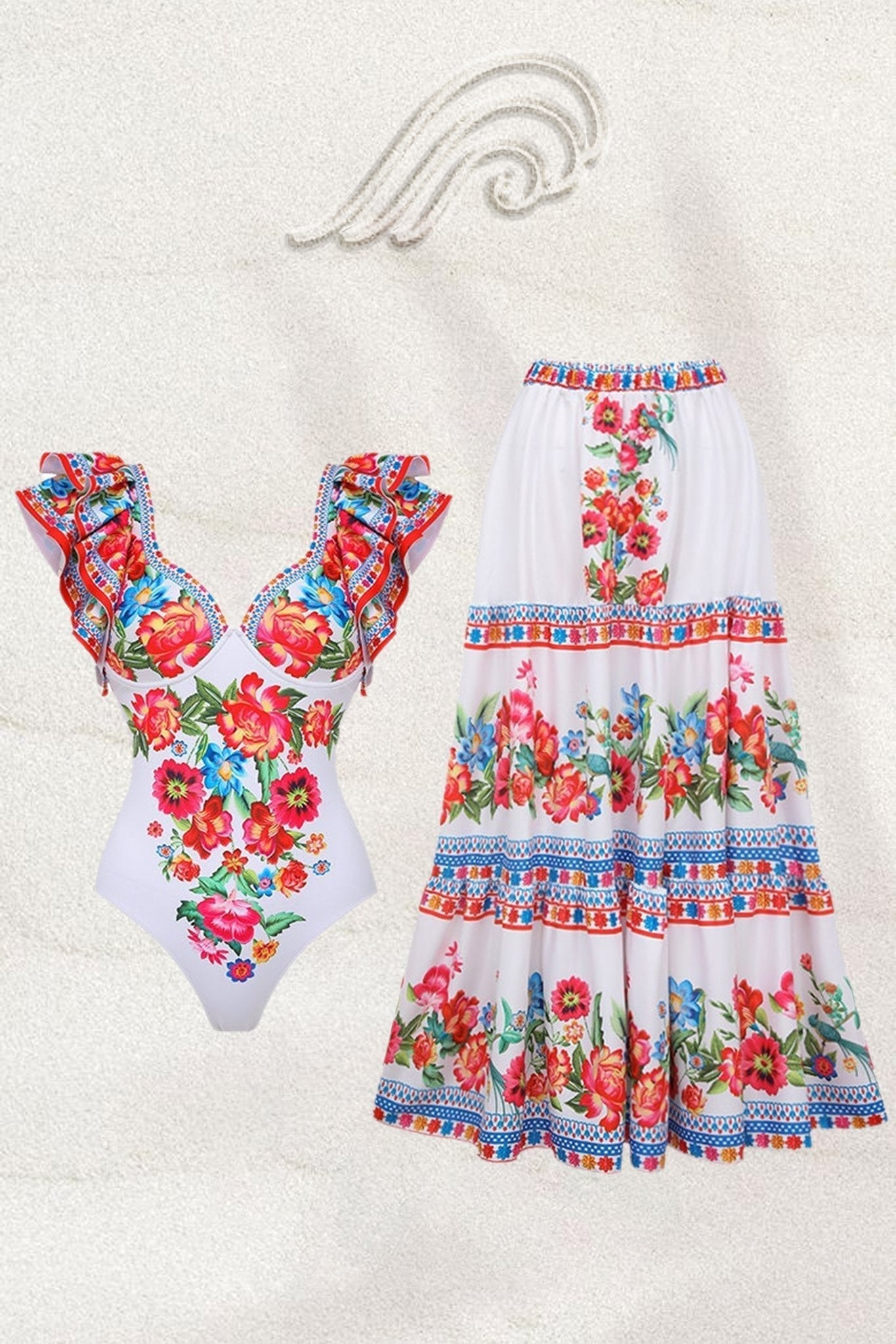 Livia Vintage Çiçek Baskılı İkili Yüzme Takımı – BELLVİERA STYLE
